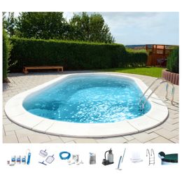 Ovalpool MY POOL BWT "PREMIUM mit sandfarbener Innenfolie", beige (weiß, sand), B:360cm H:120cm L:737cm, Schwimmbecken, Höhe 120 cm, in verschiedenen Größen