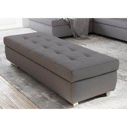 Hocker DOMO collection "Treviso XXL: B/T/H: 161/60/41 cm", grau, B:161cm H:41cm T:60cm, 95% Polyester, 5% Polyamid, Hocker, Hocker mit Stauraum Polsterhocker, mit Stauraum, auch in Cord, passend zur Serie, moderne Steppung