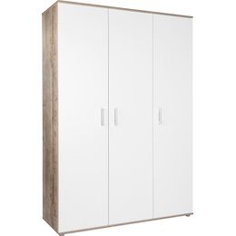 Kleiderschrank Home Affaire "Henning, Kinderkleiderschrank", Baby, Gr. B/H/T: 130cm x 188cm x 51cm, Türen: 3 Stk., weiß, Hartfaserplatte, Holzwerkstoff, Kunststoff, Metall, fühlbare Struktur, Schränke Kinderkleiderschrank Kleiderschrank, 3-türig