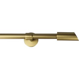 Gardinenstange Garesa "ZYLI", gold (mattgoldfarben), Ø:16mm, Holzwerkstoff, Metall, Gardinenstangen, Vorhanggarnitur, verlängerbar, Knopf abgeschrägt, ohne Ringe