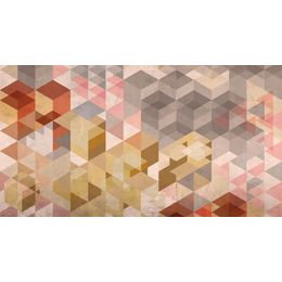 Fototapete ARCHITECTS PAPER "Atelier 47 Vintage Diamond 1", rosa (grau, ocker, rosa), B:5m L:2,7m, Vlies, Tapeten, Vlies, Wand, Schräge, Decke