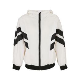 Allwetterjacke Urban Classics "Urban Classics Damen Girls Crinkle Batwing Jacket", Mädchen, Gr. 110/116, weiß (weiß, schwarz), 100% Polyamid, mehrfarbig, oversize, ohne Ausschnitt, Jacken