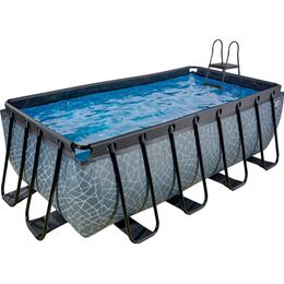 Framepool EXIT, grau, B:200cm H:122cm L:400cm, Schwimmbecken, BxLxH: 200x400x122 cm, mit Kartuschenfilter und Sicherheitsleiter