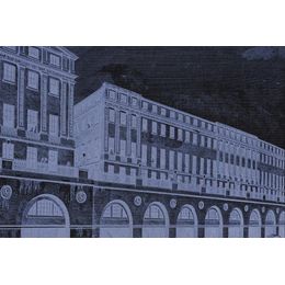 Fototapete ARCHITECTS PAPER "Atelier 47 Ancient Building 3", blau (dunkelblau, hellblau, schwarz), B:4m L:2,7m, Vlies, Tapeten, Vlies, Wand, Schräge, Decke