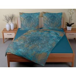 Bettwäsche CASATEX "Sleep Tight", blau (türkis), B/L: 155cm x 220cm, 1 Stk., 1 Stk., Satin, B/L: 80cm x 80cm, 2 Stk., Satin, Obermaterial: 100% Baumwolle, Bettwäsche, stilvoll und exklusiv