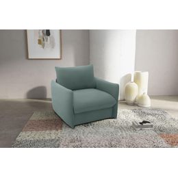 Sessel DOMO collection "700023 wandelbar zum Loungesessel, Relaxliege und G&auml;stebett", blau (petrol), B:105cm H:95cm T:100cm, 95% Polyester, 5% Nylon, Sessel, Sessel, Schlaffunktion, Federkern, stabile Liegefl&auml;che ca. 70 x 195 cm