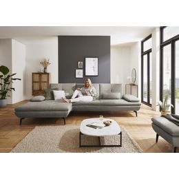 Ecksofa DIE PLANBAR "MP-IN23002 L-Form", grau (cyber mandel), B:322cm H:93cm T:188cm, 100% Recyceltes Polyester, Sofas, Ecksofa, wahlweise mit Armteil- und Sitztiefenverstellung