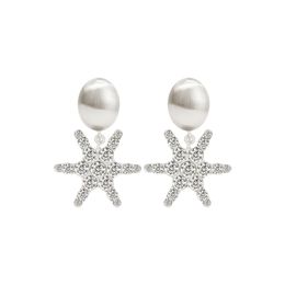 Paar Ohrclips FILIPPA FIRENZE "Stella Clips", silber (silberfarben), Ohrringe, Damen, Edelstahl, mit funkelnden Kristallen