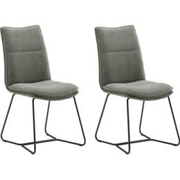 Stuhl MCA furniture "Hampton", grün (olive, schwarz matt lackiert), B:48cm H:94cm T:65cm, Stühle, Kufenstuhl Esszimmerstuhl, 2er Set, mit Griff, Belastbarkeit 120 Kg, Sitzhöhe ca. 49 cm