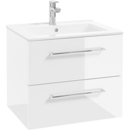 Waschtisch Welltime "Palermo", weiß (weiß, weiß), B:60 H:50 T:45, Spanplatte, Waschtische, Badmöbel inkl. Waschbecken, Breite 60cm