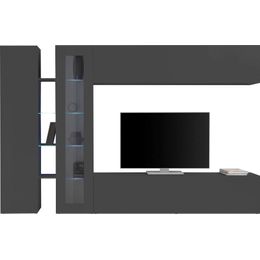 Wohnwand Inosign "Maruska", grau (anthrazit, anthrazit), B:280cm H:180cm T:30cm, Spanplatte, Kastenmöbel-Sets
