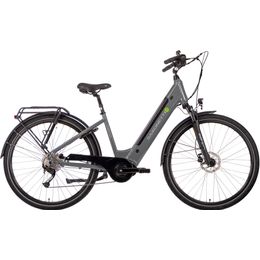 E-Bike SAXONETTE "E-Bike Cityrad Deluxe Sport (Wave)" Gr. 50, schwarz (grau, silber, schwarz), Elektrofahrräder, 50cm, 28 Zoll (71,12cm), (mit integr. Akku), Elektrofahrrad für Damen u. Herren