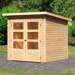 Gartenhaus Karibu "Stockach 2", beige (naturbelassen), ohne Fußboden, ohne Dacheindeckung, Holzwerkstoff, Gartenhäuser, anthrazit, naturbelassen oder terragrau