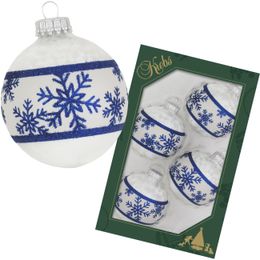 Weihnachtsbaumkugel KREBS GLAS LAUSCHA "Schneeflockenband", wei&szlig; (eislack, perlwei&szlig;farben), &Oslash;:7cm, Glas, Weihnachtsbaumkugeln, Weihnachtsbaumkugeln, Weihnachtsdeko, Christbaumschmuck, Christbaumkugeln aus Glas