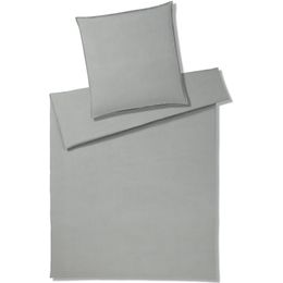 Bettwäsche Elegante "Crisp", grau (stone), B/L: 155cm x 220cm, 1 Stk., 1 Stk., Washed Cotton, B/L: 80cm x 80cm, 2 Stk., Washed Cotton, Obermaterial: 100% Baumwolle, Bettwäsche, angenehmes Hautgefühl