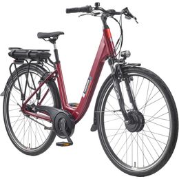 E-Bike Telefunken "Multitalent RC845" Gr. 47, rot (weinrot, schwarz), Elektrofahrräder, 28 Zoll (71,12cm), Pedelec, Elektrofahrrad für Herren u. Damen, tiefer Einstieg