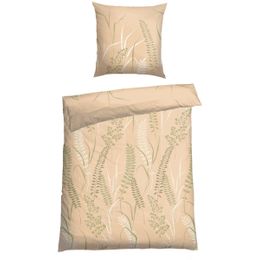 Bettwäsche Schiesser "Annic aus weicher Baumwolle in floralem Dessin", beige (sand), B/L: 155cm x 220cm, 1 Stk., 1 Stk., Renforcé, B/L:, 2 Stk., Renforcé, Obermaterial: 100% Baumwolle, Bettwäsche, MADE IN GREEN by OEKO-TEX