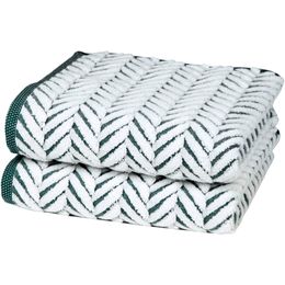 Handtücher Ross "Sensual 9002", grün (moosgrün, weiß), B:50cm, Frottier, Obermaterial: 100% Baumwolle, Handtücher, im Zopfmusterstil