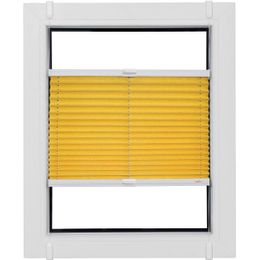 Plissee SUNLINES "Young Style Energy Saving", gelb (mais, weiß, weiß), B:30 H:100, Obermaterial: 100% Polyester, Plissees, nach Maß, mit Energiespareffekt, verspannt mit Simply-Fix Klemmträger