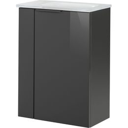 Waschtisch Fackelmann "SBC", grau (anthrazit, anthrazit matt), B:45cm H:61,5cm T:25cm, Glas, Holzwerkstoff, Waschtische, bestehend aus Becken und Unterbau, Breite ca. 45 cm