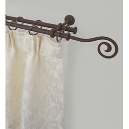 Gardinenstange Garesa "ESPERANCA", braun (rost), L:250cm &Oslash;:16mm, Metall, Gardinenstangen, rustikale Vorhanggarnitur, verl&auml;ngerbar, Eisen, Endk. Spirale