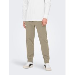Only & Sons Chinohose ONLY & SONS "ONSLINUS TAPER 0183 PANT NOOS", Herren, Gr. L, N-Gr, beige (coriander), Web, Obermaterial: 93% Baumwolle, 7% Elasthan, unifarben, Basic, regular fit normal, Hosen