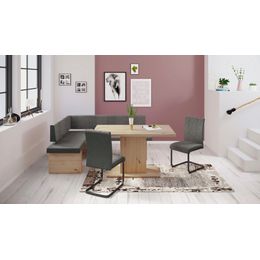 Essgruppe Hela "ODER", schwarz (artisan eiche, anthrazit, anthrazit, schwarz), Webstoff, Sitzmöbel-Sets, Säulentisch 138x80 cm, rechts-links montierbar, Stuhl 140 kg belastbar