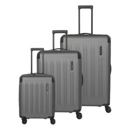 Trolleyset Travelite "DYNAMIIC S+/M/L, verschiedene Farben", grau (anthrazit), ABS, unifarben mit Farbeinsätzen, Koffer-Sets, Hartschalen-Koffer ABS Volumenerweiterung