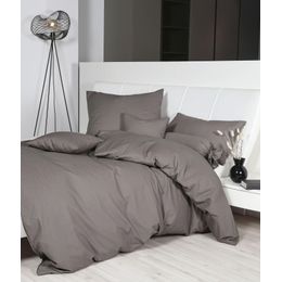 Bettwäsche Janine "PIANO 0125", braun (vulkan), B/L: 155cm x 200cm, 1 Stk., 1 Stk., Mako-Soft-Seersucker, B/L: 80cm x 80cm, 2 Stk., Mako-Soft-Seersucker, Obermaterial: 100% Baumwolle, Bettwäsche, mit Reißverschluss, 100% Baumwolle, mit toller Struktur, Premium