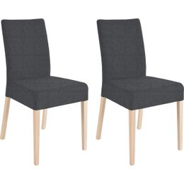 4-Fußstuhl Home Affaire "Umag", grau (dunkelgrau (fantasy 8201), silberfarben), B:46,5cm T:59,5cm, Massivholz, Polyester, Stühle, Sitz und Rücken gepolstert