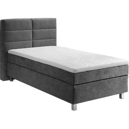Boxspringbett, grau (anthrazit), B:105cm L:210cm, Bezug: 100% Polyester;Polsterung: 100% Polyester, Westfalia Schlafkomfort, Komplettbetten, Boxspringbett, wahlweise mit Kaltschaum-Topper