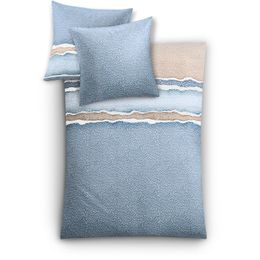 Bettwäsche Kleine Wolke "Marea", blau (mare), B/L: 155cm x 220cm, Mako-Satin, B/L: 80cm x 80cm, 2 Stk., Mako-Satin, Obermaterial: 100% Baumwolle, Bettwäsche, mit Streifen