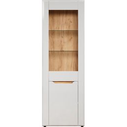 Standvitrine Inosign "Graz", weiß (weiß mit eiche), B:65cm H:192cm T:39cm, FSC-zertifizierter Holzwerkstoff, MDF, Schränke, Grifflos