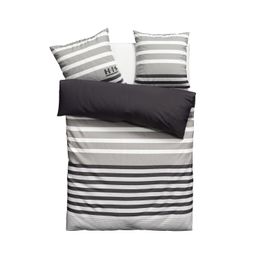 H.I.S. Bettwäsche H.I.S "Majoran", grau (anthrazit), B/L: 200cm x 220cm, 1 Stk., 2 Stk., Linon, B/L: 80cm x 80cm & 80cm x 80cm, 3, Linon, Obermaterial: 100% Baumwolle, Bettwäsche, gestreifte Bettwäsche in verschiedenen Qualitäten