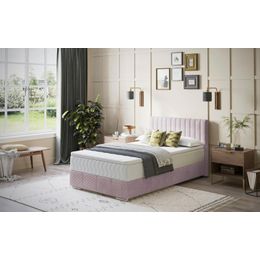 Boxbett Inosign "Thor mit Bettkasten, inkl. Matratze, Topseller", rosa (stripes 8626 flamingo), B:126cm L:208cm, Komplettbetten, Boxspringbett, Topper und Zierkissen, in verschiedenen Härtegraden verfügbar