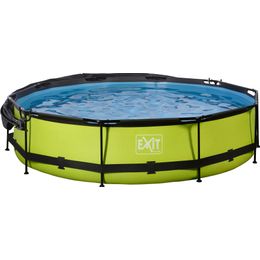 Framepool EXIT "inkl. Sonnensegel", grün, H:76cm Ø:360cm, Schwimmbecken, ØxH: 360x76 cm, mit Kartuschen-Filterpumpe & Filterkartusche