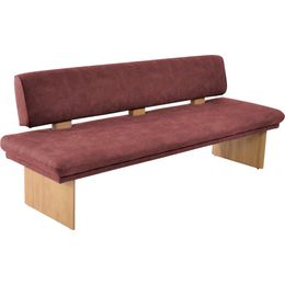 K+w Komfort & Wohnen Polsterbank K+W KOMFORT & WOHNEN "Longbeach", rot (bordeaux 15), B:224cm H:89cm T:71cm, Sitzbänke, Spitzkissenoptik im Sitz, wahlweise in der Breite 204cm oder 224cm
