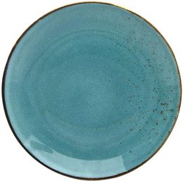 Speiseteller Creatable "Essteller NATURE COLLECTION", blau (aquablau), Ø:27cm, Steinzeug, Speiseteller, Teller Set für 6 Personen, Ø 27 cm, Steinzeug, flache Teller