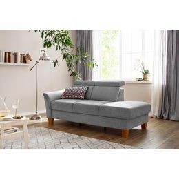 Recamiere Home Affaire "Conville", grau, B:194cm H:84cm T:93cm, 100% Polyester, Sofas, Recamiere, incl. Kopfteilverstellung, Federkern, wahlweise mit Bettkasten