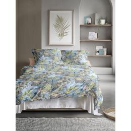 Bettwäsche Irisette "Tokio 8598", blau, B/L: 140cm x 200cm, 1 Stk., 1 Stk., Mako-Satin, B/L: 90cm x 70cm, 2 Stk., Mako-Satin, Obermaterial: 100% Baumwolle, Bettwäsche, seidiger Glanz, besonders weich und hautschmeichelnd