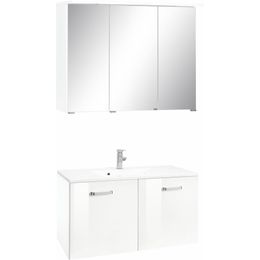 Badmöbel-Set Welltime "Ravenna", weiß, Kastenmöbel-Sets, Breite 90 cm, Spiegelschrank und Waschtisch