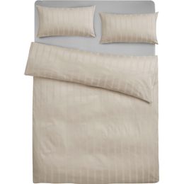 Bettwäsche "Leonore", beige, B/L: 135cm x 200cm, 1 Stk., 1 Stk., Mako-Satin, B/L: 80cm x 40cm, 2, Mako-Satin, Obermaterial: 100% Baumwolle, LeGer Home by Lena Gercke, Bettwäsche, Mako-Satin Streifen aus 100% Baumwolle, Größe ab 135x200 cm