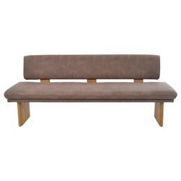 K+w Komfort & Wohnen Polsterbank K+W KOMFORT & WOHNEN "Longbeach", braun (schlamm 77), B:204cm H:89cm T:71cm, Sitzbänke, Spitzkissenoptik im Sitz, wahlweise in der Breite 204cm oder 224cm