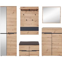 Garderoben-Set Innostyle "MEMPHIS", braun (artisan eiche), B:255cm H:192cm T:38cm, ABS-Kunststoff, Dekorfolie, Hartfaserplatte, MDF, Spanplatte, Kastenmöbel-Sets