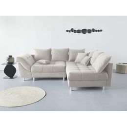 Ecksofa Collection AB "Innsbruck L-Form", grau (silbergrau), B:247cm H:87cm T:189cm, Microfaser PRIMABELLE (100% Polyester), Struktur (90% Polyester, 10% Polyacryl), Samtvelours (100% Polyester), Luxus-Microfaser Antiklederoptik (100% Polyester), Sofas, Ecksofa, inklusive Federkern, Recamiere links oder rechts montierbar
