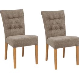 Polsterstuhl Home Affaire "Queen", grau (grau, natur), B:46cm H:93cm T:64cm, Polyester, Stühle, Esszimmerstuhl mit Knopfheftung, 2er, 4er oder 6er-Set