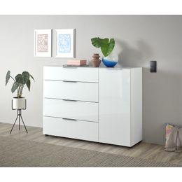 HBZ-MEBLE Kommode HBZ "Santorin, BxHxT 135x99x40 cm", weiß, B:135cm H:99cm T:40cm, Holzwerkstoff, Sideboards, Breite 135cm, Softclose für Türen und Schubkästen, Melaminbeschichtung