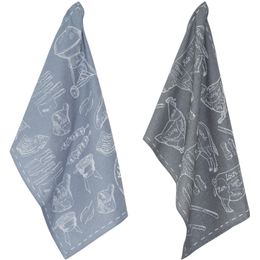 Geschirrtuch Pad "Grill", grau (dunkelgrau), H:1cm L:70cm T:50cm, 100% Baumwolle, Geschirrtücher