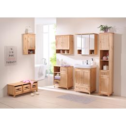 Hängeschrank Welltime "Venezia", beige (geölt), B:63cm H:62cm T:22cm, Holzwerkstoff, Schränke, Bad-Hängeschrank, Badmöbel aus Massivholz, Breite 63 cm