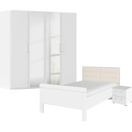 Schlafzimmer-Set Rauch "Komplettschlafzimmer Schlafzimmer EVELYN", weiß (alpinweiß), Bett 120x200cm + ohne Matratze, B/H: 120cm x 200cm, Bett 120x200cm, Holzwerkstoff, Schlafzimmermöbel-Sets, Schrank und Bett in 2 Breiten, Nachttisch 2 Schubladen MADE IN GERMANY